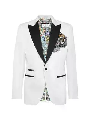 Philipp Plein Patch Peak-lapel Blazer - White