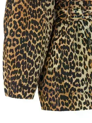GANNI Leopard Print Ruffle Trench Coat