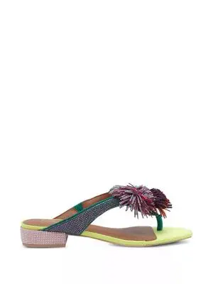 Kurt Geiger Pompom T-bar Sandals - Green