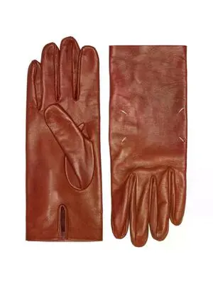 MAISON MARGIELA Four-stitch Leather Gloves - Brown