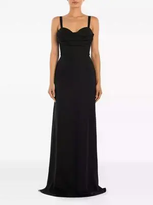 POST MERIDIEM Gathered-detail Maxi Dress - Black