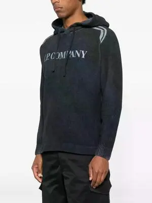 C.P. COMPANY Logo Stripe Hoodie - Grey