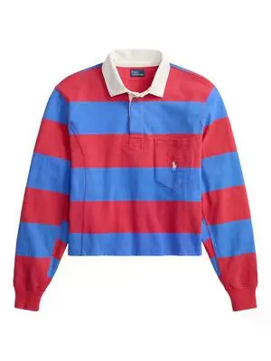 Polo Ralph Lauren Striped Rugby Shirt With Chest Pocket - Red