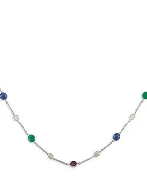 LB EXCLUSIVE Diamond, Emerald, Sapphire And Spinel Necklace - Silver