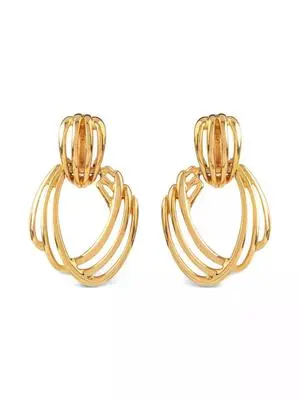 MONET 1980s Modernist Drop Earrings - Gold