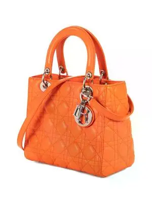 Dior Medium Lady Quilted Tote - Orange