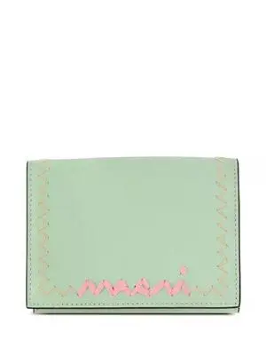 Marni Logo-embroidered Tri-fold Wallet - Green