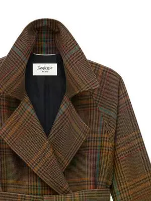 Saint Laurent Plaid Pattern Coat