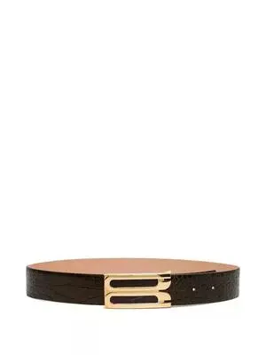 Victoria Beckham Crocodile-effect Logo-plaque Belt - Brown