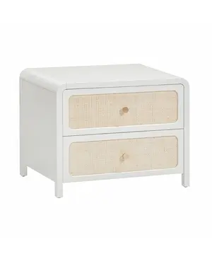 TOV FURNITURE Patty Rattan 2 Drawer Nightstand - White