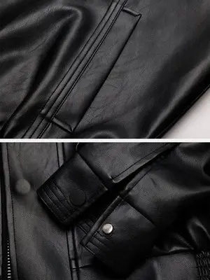 AELFRIC EDEN Zip Up Ruched Faux Leather Jacket