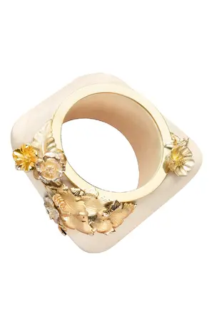 LUNAVERSOUL Floral Bangle - Ivory/gold