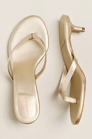 Anthropologie Thong Kitten Heels - Gold