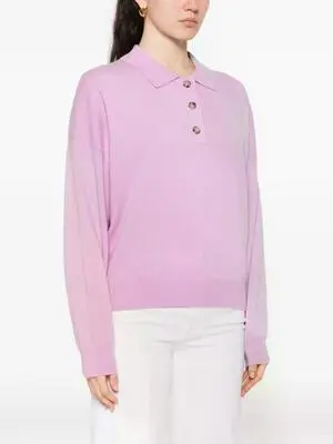 ALLUDE Button Collared Pullover
