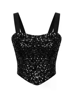 POST MERIDIEM Sequin-embellished Corset Top
