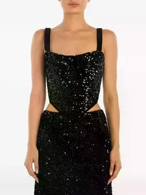 POST MERIDIEM Sequin-embellished Corset Top