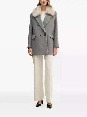 Sisley Fur-trim Double-breasted Coat