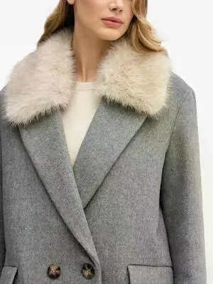 Sisley Fur-trim Double-breasted Coat
