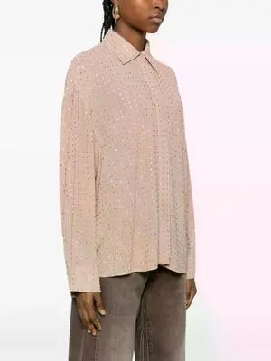 Pinko Rhinestoned Georgette Shirt - Neutrals