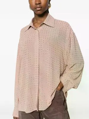 Pinko Rhinestoned Georgette Shirt - Neutrals