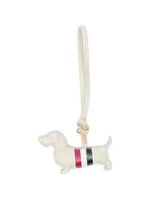 Thom Browne Dog-shape Stripe-detail Keyring - Neutrals