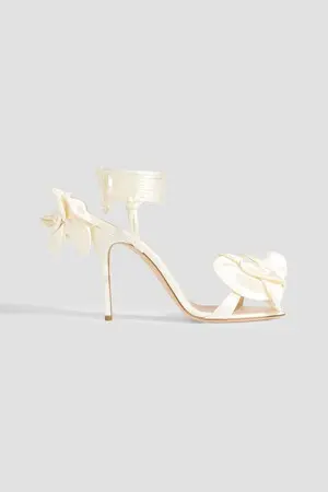 Magda Butrym Floral-appliquéd Satin Sandals - Ivory