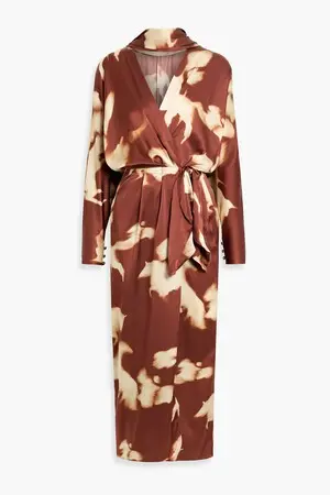 Brown Silk Wrap Dresses