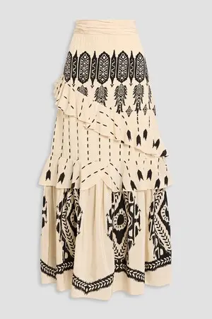 Johanna Ortiz Walnut Canyon Printed Silk-crepe Maxi Skirt - Cream