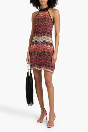 Missoni Metallic Crochet-knit Mini Dress