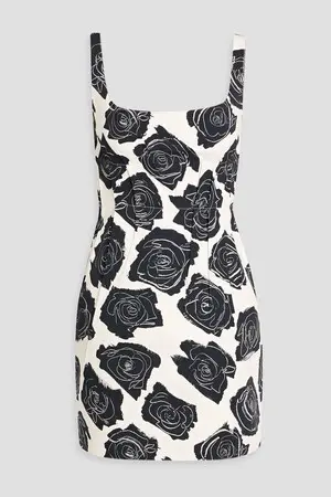 Marni Floral-print Cotton Mini Dress - Black