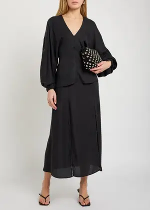 AKYN Woven Draped Blouse