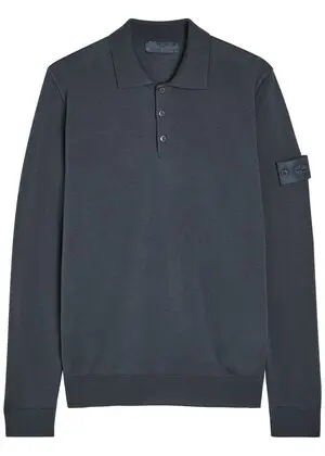 Stone Island Logo Wool Polo Shirt
