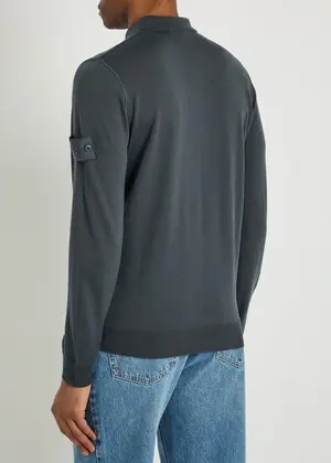 Stone Island Logo Wool Polo Shirt