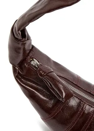 LEMAIRE Croissant Small Glossed Leather Shoulder Bag - Chocolate
