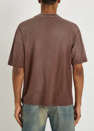 Acne Studios Distressed Cotton-blend T-shirt With Pocket - Brown