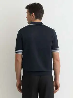 REISS Poole Tipped Open-collar Knitted Polo Shirt