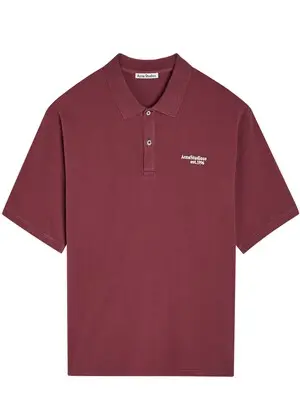 Acne Studios Logo-embroidered Cotton Polo Shirt - Red