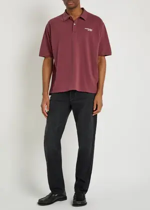 Acne Studios Logo-embroidered Cotton Polo Shirt - Red