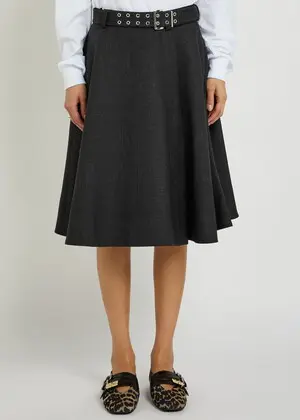 GANNI Twill Midi Wrap Skirt - Black