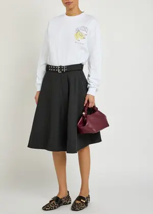 GANNI Twill Midi Wrap Skirt - Black