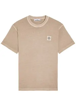 Stone Island Tonal Compass Logo Cotton T-shirt - Sand