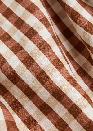 Faithfull The Brand Sofia Checked Linen Mini Dress - Light Brown