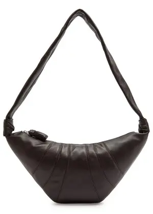 LEMAIRE Croissant Medium Grained Leather Shoulder Bag - Chocolate