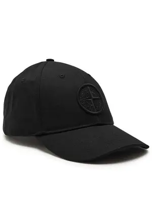 Stone Island Logo-embroidered Cotton Cap - Black