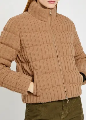 Moncler Padded Wool And Cashmere-blend Jacket - Beige