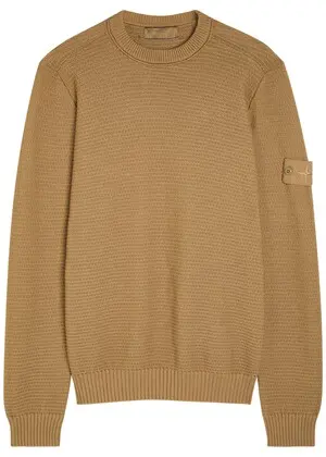 Stone Island Cotton And Cashmere-blend Jumper - Beige