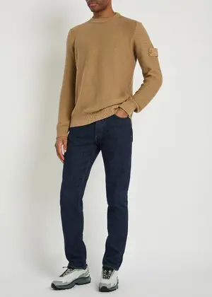 Stone Island Cotton And Cashmere-blend Jumper - Beige