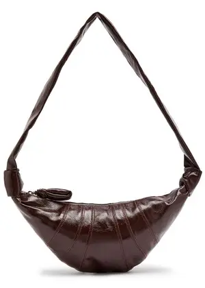 LEMAIRE Croissant Small Leather Shoulder Bag - Chocolate
