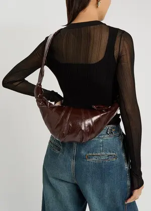 LEMAIRE Croissant Small Leather Shoulder Bag - Chocolate