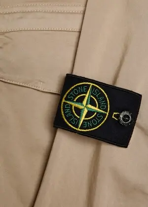 Stone Island Logo-appliquéd Stretch-cotton Overshirt - Sand